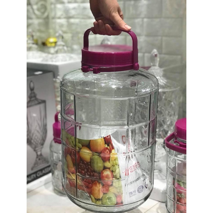 Glass jar with handle and purple lid, sizes 2l, 3l, 5l | Shopee Malaysia