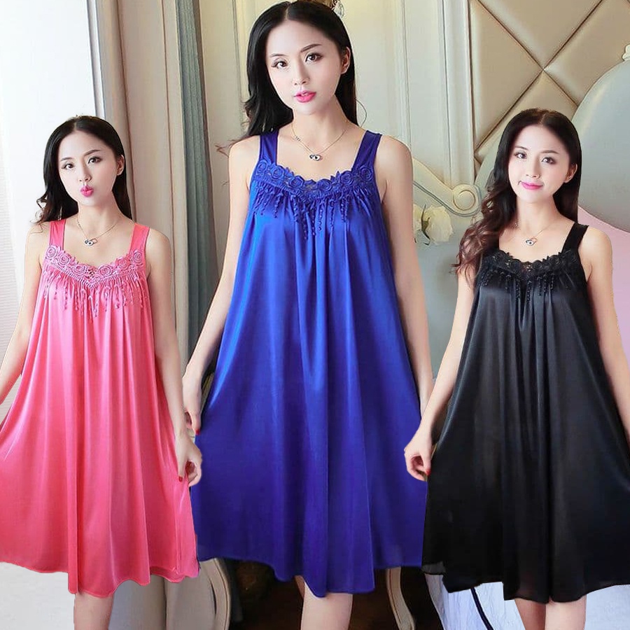 Baju Tidur Panjang Renda Wanita 女装性感蕾丝长裙睡衣 Women's Pyjamas Ladies Lace ...