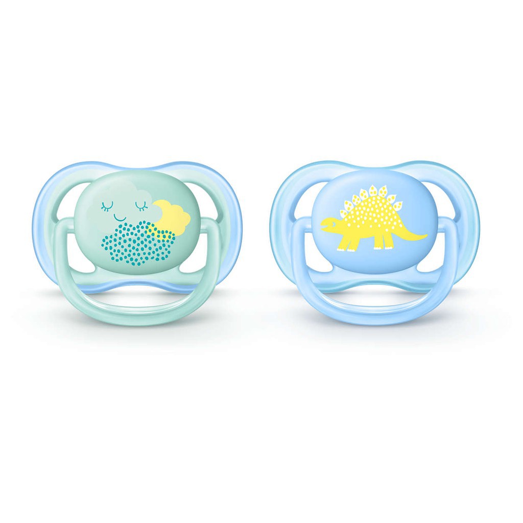 Philips Avent Berry Ultra Air Soothers 0-6m Twin Pack (Cloud Dino ...