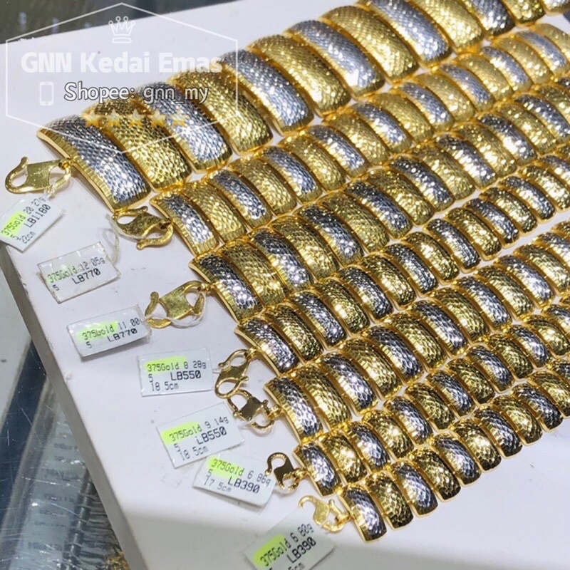 EMAS 375 RANTAI TANGAN GELANG BESAR PULUT DAKAP GOLD 375 BRACELET BIG ...