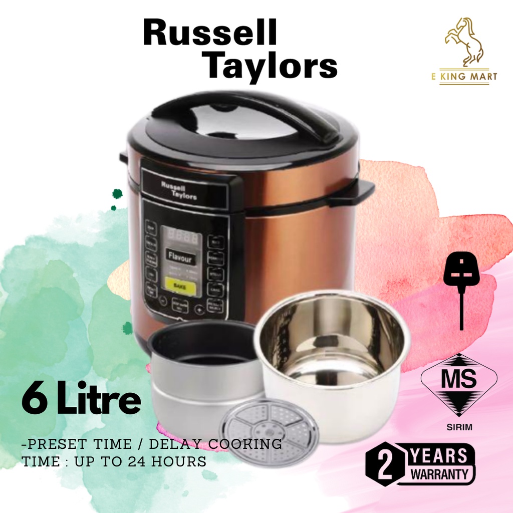 Russell Taylors Pressure Cooker Stainless Steel Pot PC-60 Rice Cooker 6 ...