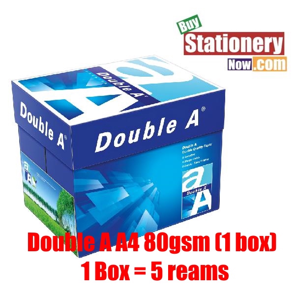 Double A A4 80gsm - 1 Box (5 reams) - 500 sheets per reams | Shopee ...
