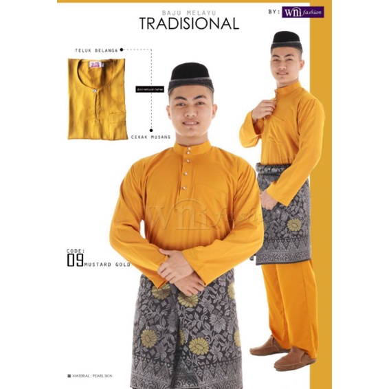 BAJU MELAYU TRADISIONAL MUSTARD GOLD (BERPESAK) | Shopee Malaysia