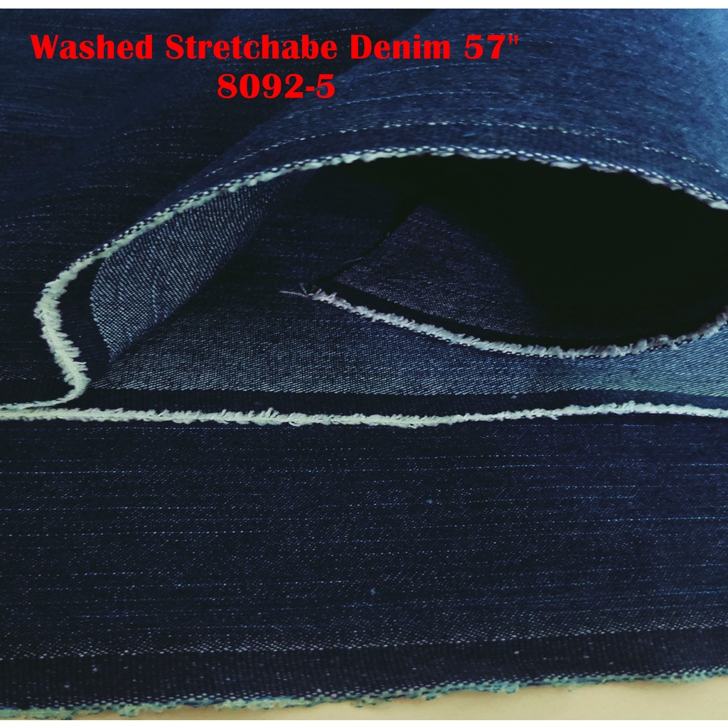 Washed Cotton Denim Jeans Medium Thick Fabric 57” /Washed Kain Cotton ...