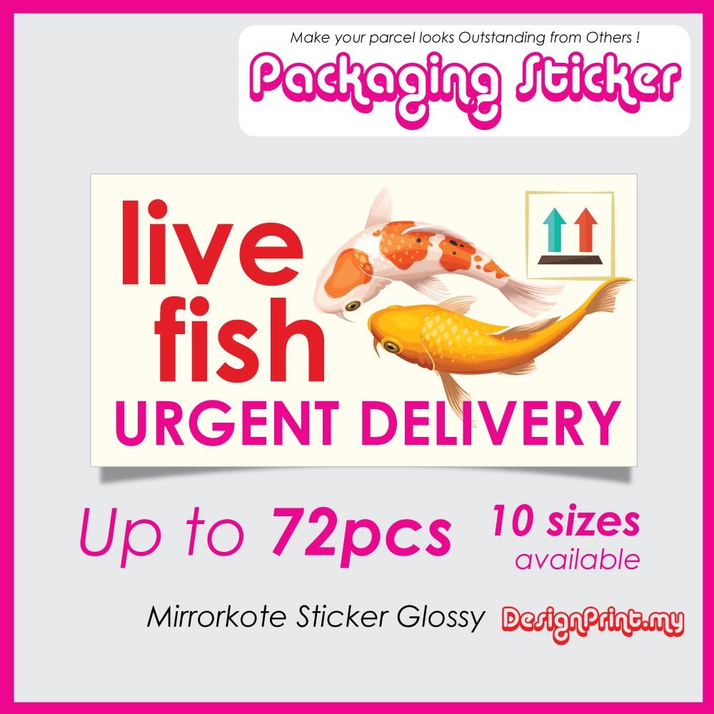 Koi Live Fish Packaging Fragile Sticker | Stiker Ikan Hidup ...