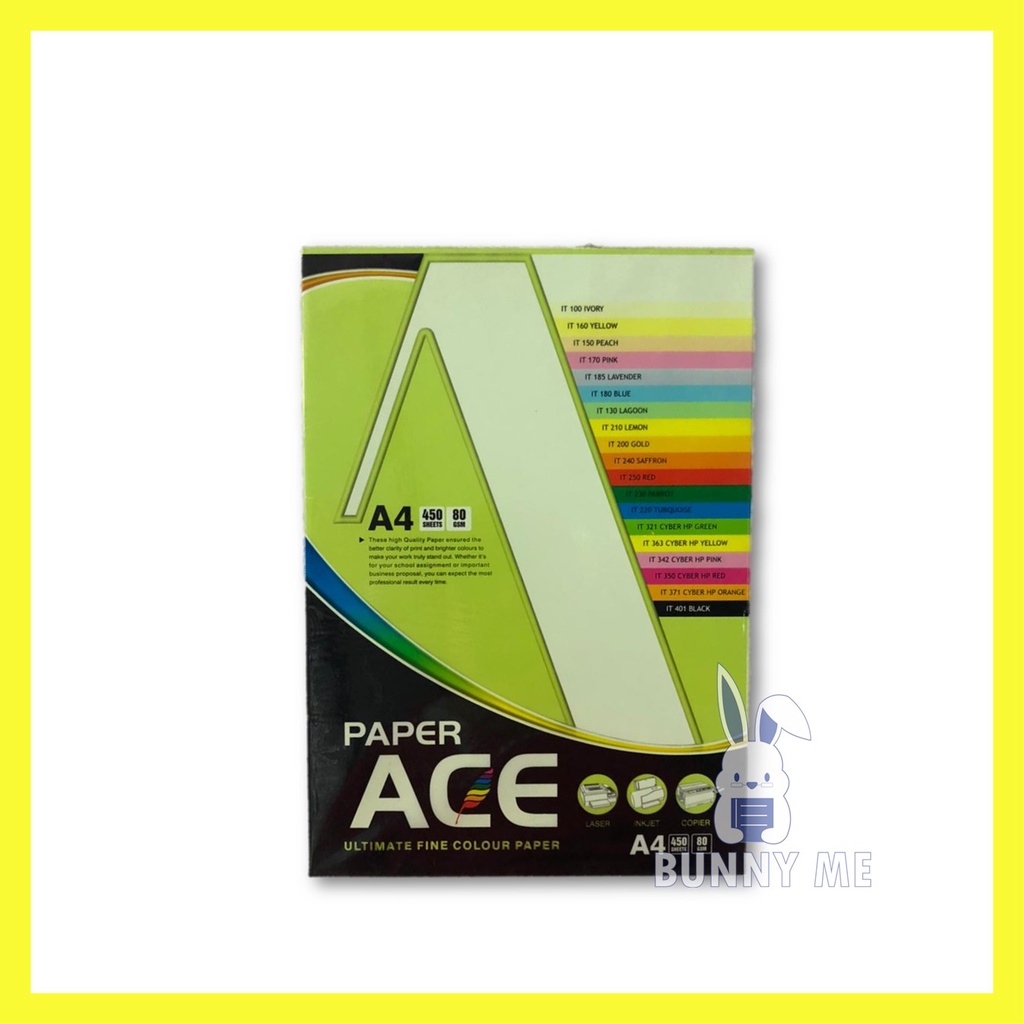 ACE COLOUR PAPER 80GSM A4 450SHEETS / KERTAS WARNA // LIGHT // CYBER ...