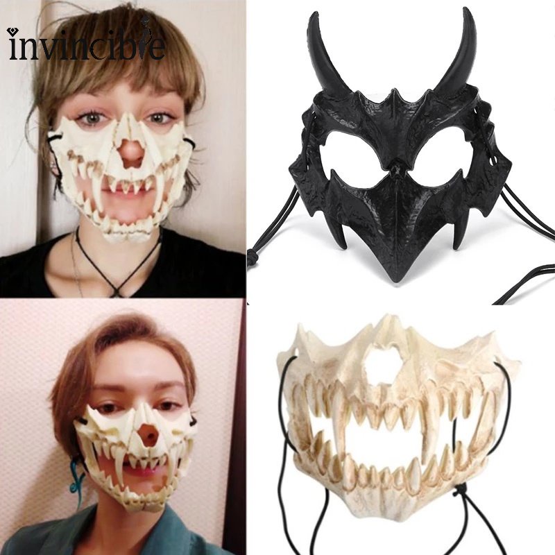 Halloween Demon Samurai Dragon Bone Yasha Tengu Tiger Skull Half Face ...