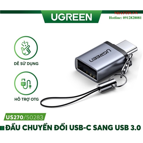 Ugreen 50283 premium aluminum OTG USB Type-C to USB 3.0 adapter (Black ...