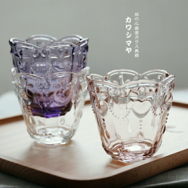 欧式复古浮雕花瓣玻璃水杯 | Shopee Malaysia