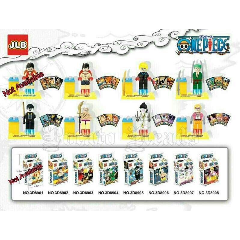 JLB ONE PIECE MF FULL SET OF 7 MINIFIGURES 3D8902 -08 (LEGO COMPATIBLE ...