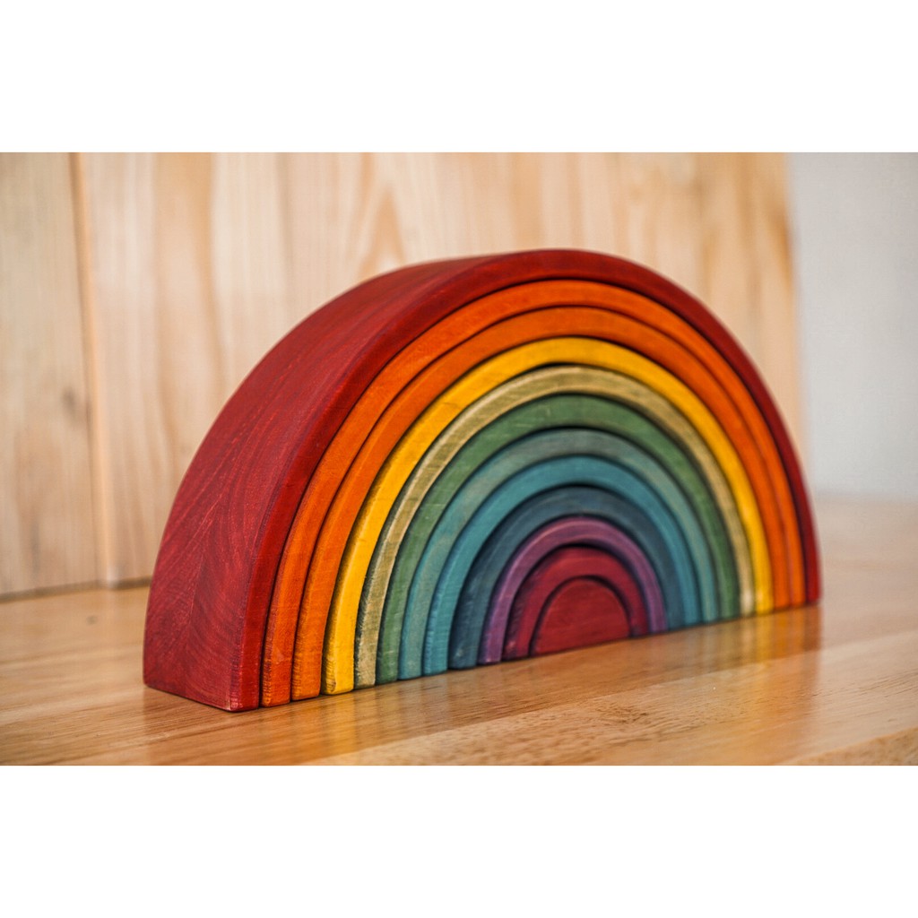 Wooden Large Rainbow Stacker | 12 Pieces | Premium Classic Stains ...