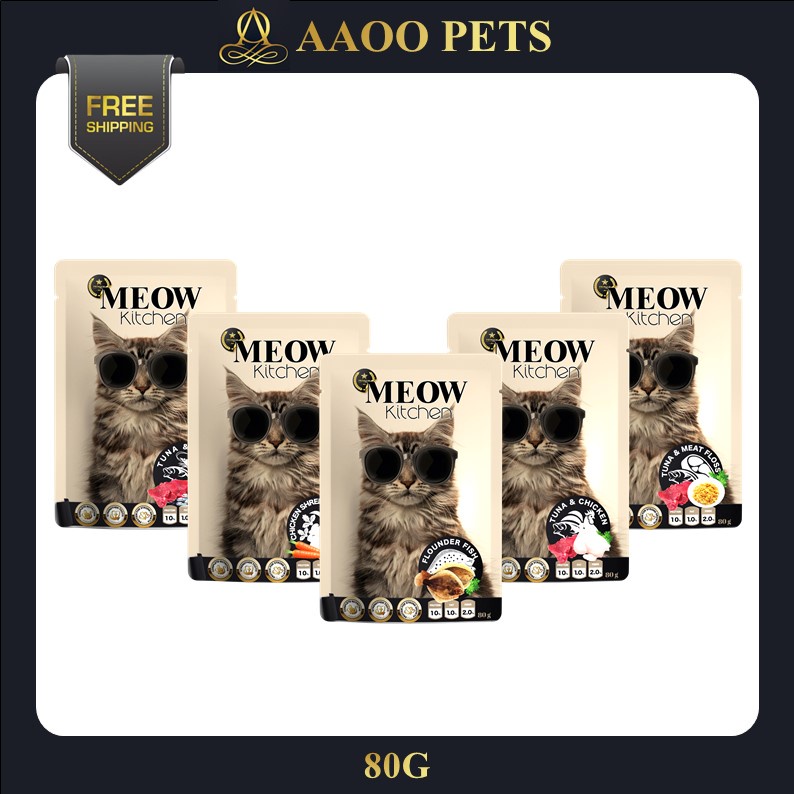 Meow Kitchen Cat Pouch 80G Cat Wet Food - Makanan Kucing /Cat Treats ...