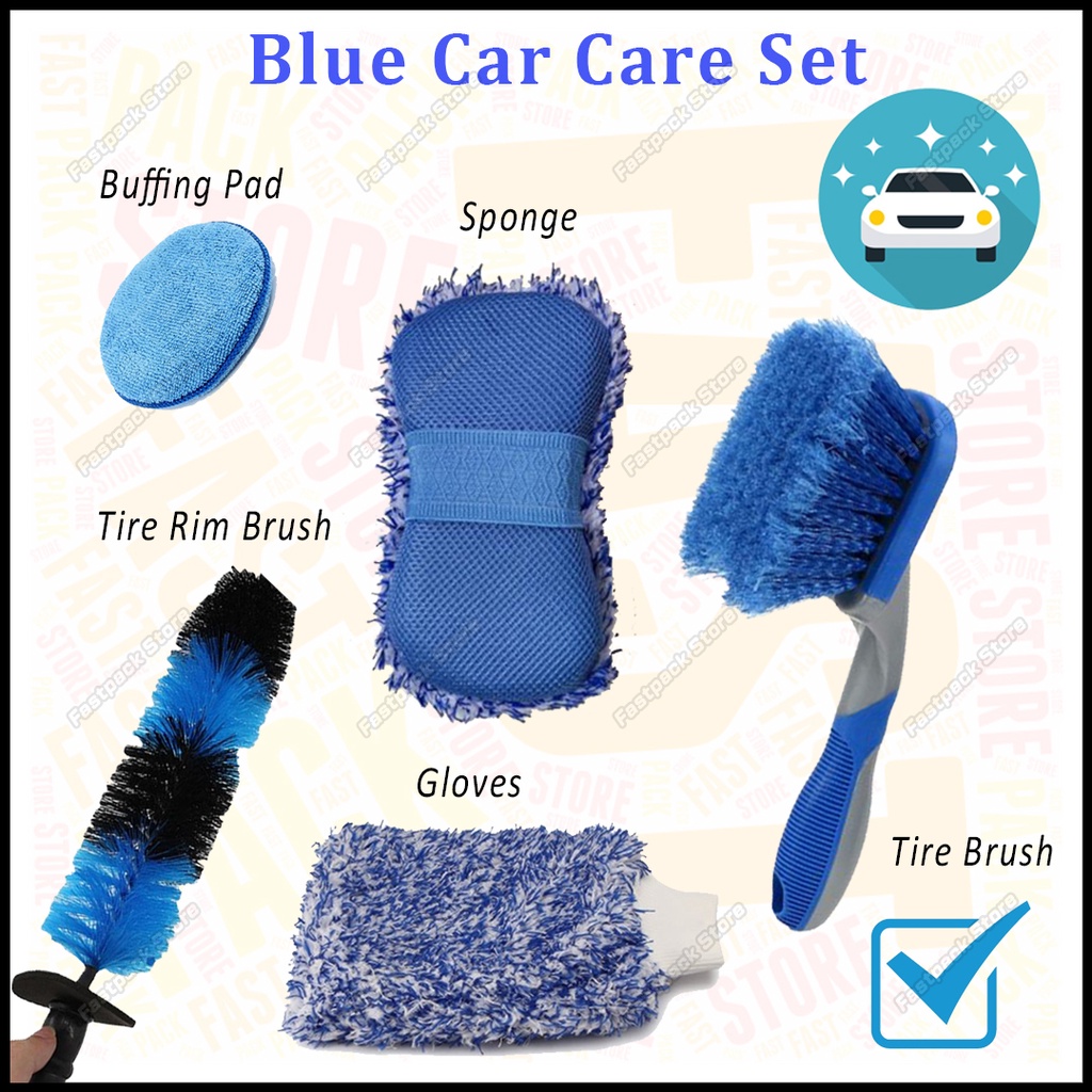 [PACKAGE M] Blue Car Care Combo Car Cleaning Tire Brush Tyre Brush ...