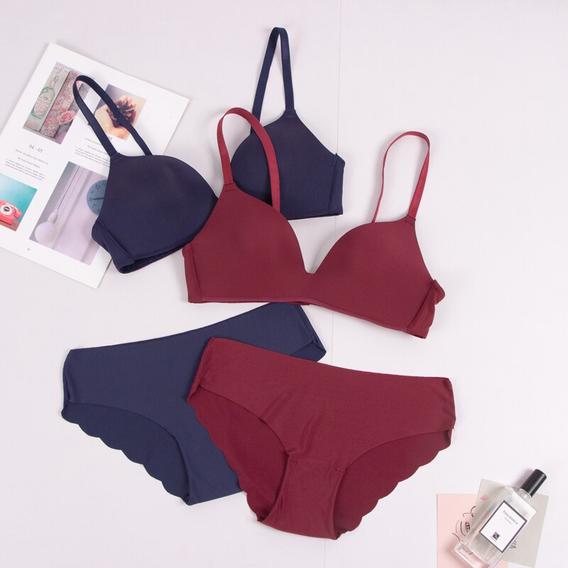 Seamless Bra Sets Push Up Lingerie Set Wire Free Bra and Underwear ...