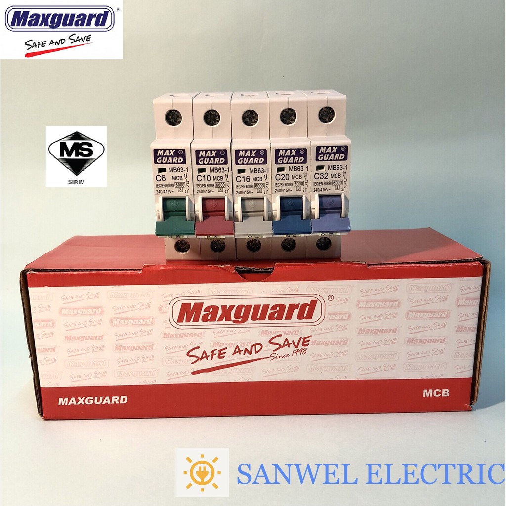 MAXGUARD 1 Pole (6kA) MCB 6A,10A,16A,20A and 32A Miniature Circuit Breaker | Shopee Malaysia