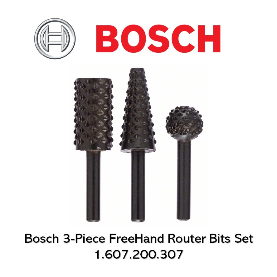 Bosch ( 1607200307 ) 3-Piece Freehand Router Bit Set For Deburring ...