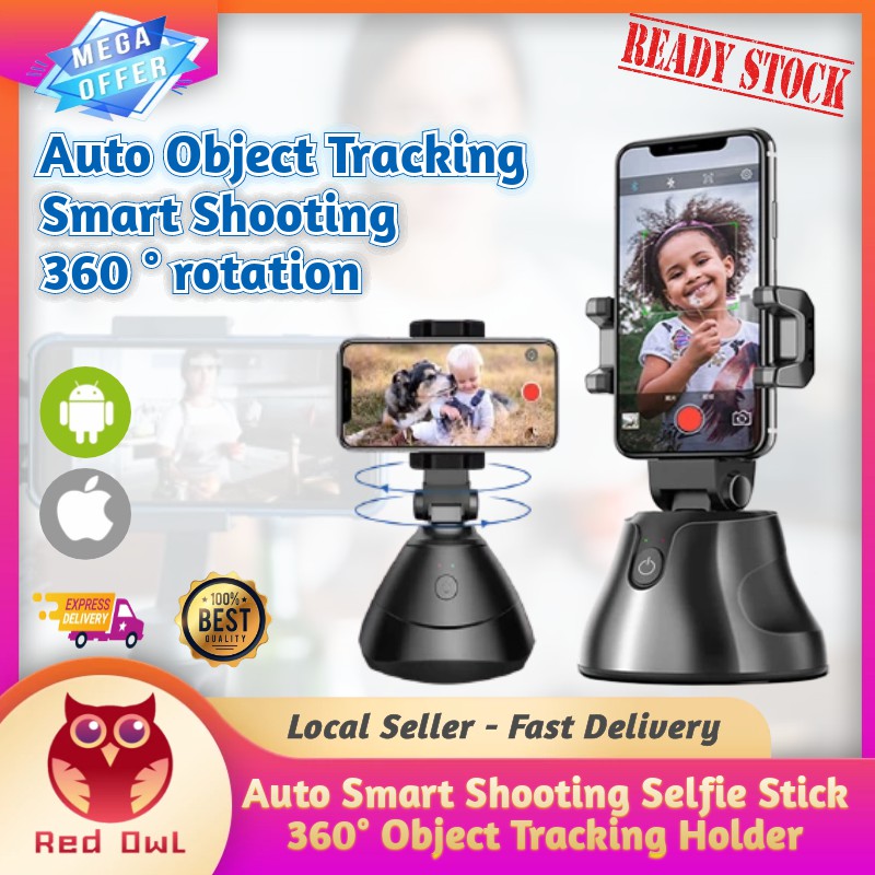 🔥360 Object Tracking Holder Smart Phone Holder Stand Smart Shooting Selfie Stick Monopod Auto ...