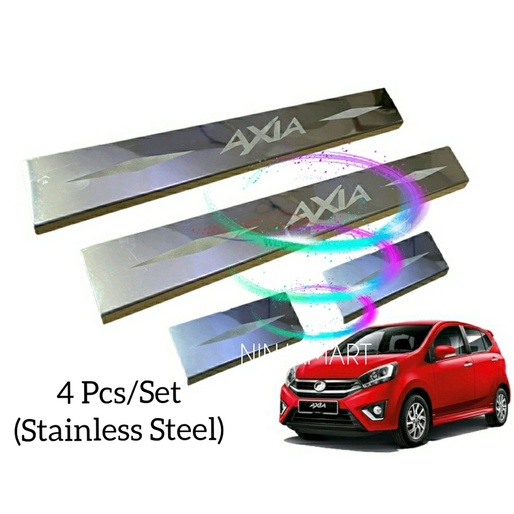 (Perodua Axia) Stainless Steel Side Step Sill Kicking Plate Garnish ...