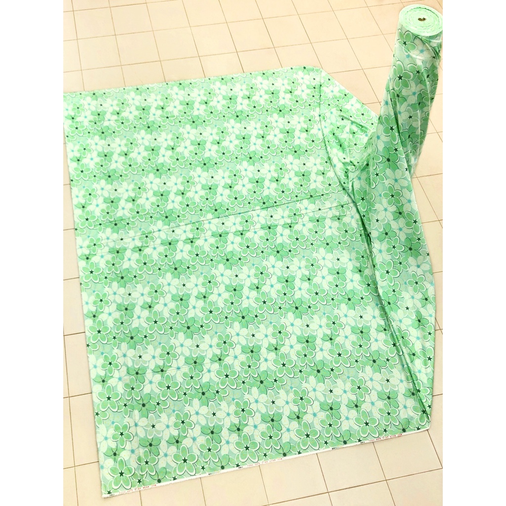 Kain Cotton Cadar Corak Bunga Warna Hijau Mint Bidang 92" / Mint Green ...