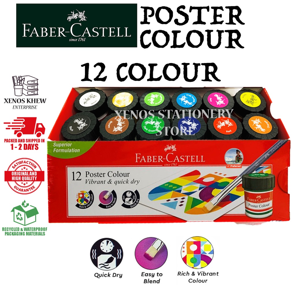 FABER CASTELL POSTER COLOUR 12 COL 18 COL / FABER-CASTELL WARNA POSTER ...