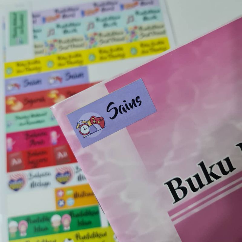 112pcs-2set Sticker Subjek / Label Tag Matapelajaran Buku Sekolah 2cmx4 ...