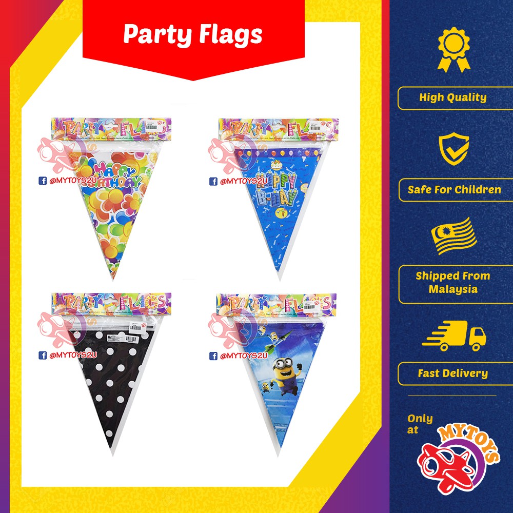 Happy Birthday Party Flag Paper 11pcs Banner Bendera Hari Jadi Parti ...