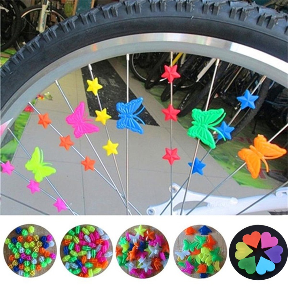 36Pcs Colorful Bike Spoke Beads Safety Kids Clip Bicycle Round Multi ...