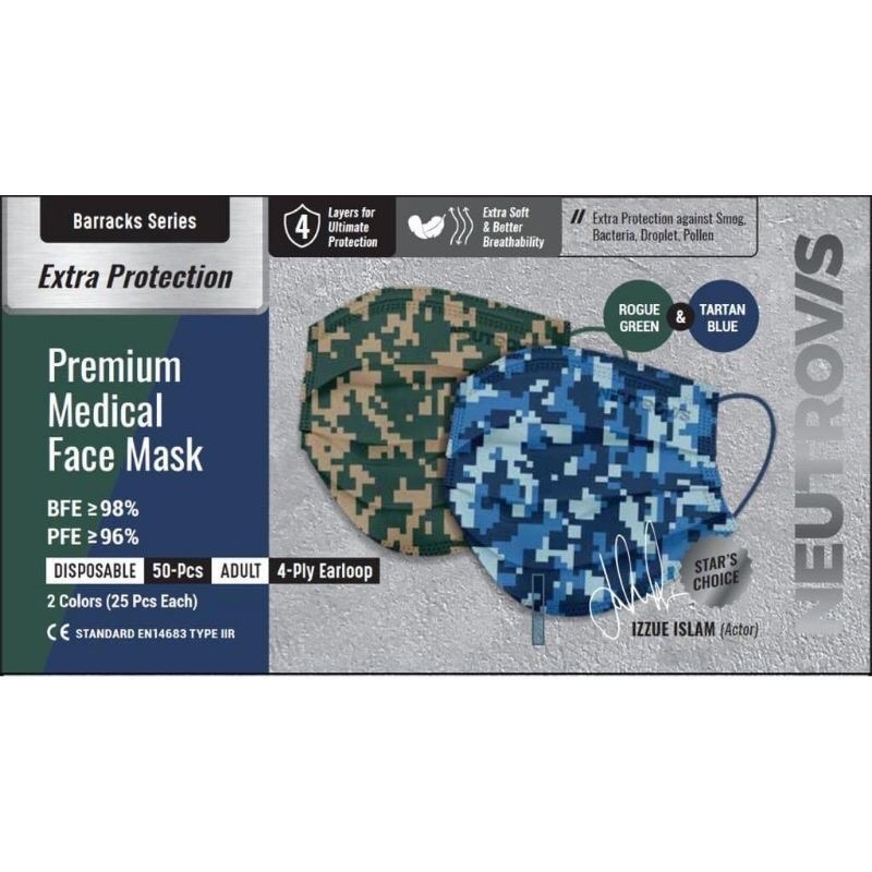 [Barracks Series] Neutrovis Premium Medical Face Mask 50’s (Rogue Green ...