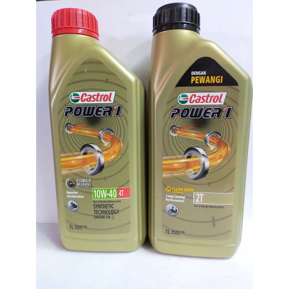 100% ORIGINAL CASTROL POWER1 2T /4T 10W-40 WARNA EMAS GOLD MINYAK 2T ...