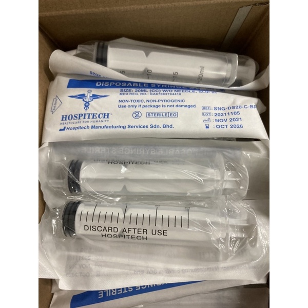 Syringe. Disposable Syringe Sterile/Picagari 20ml, Slip In, HOSPITECH ...