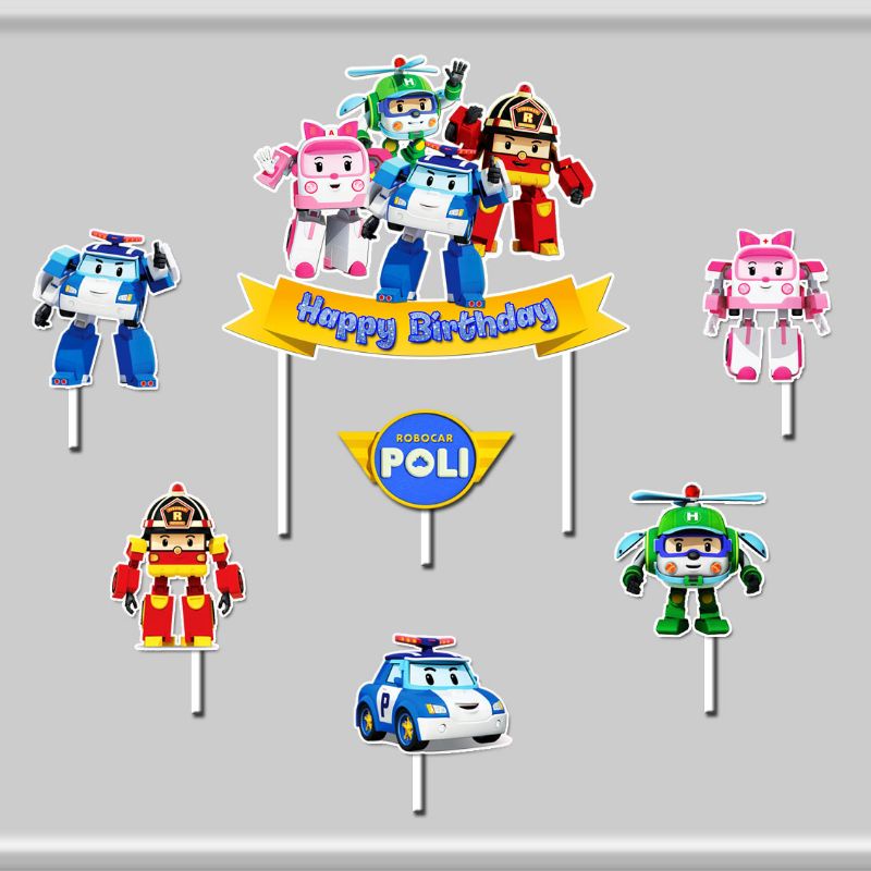 ROBOCAR POLI Poly happy birthday robocar Cake topper | Shopee Malaysia