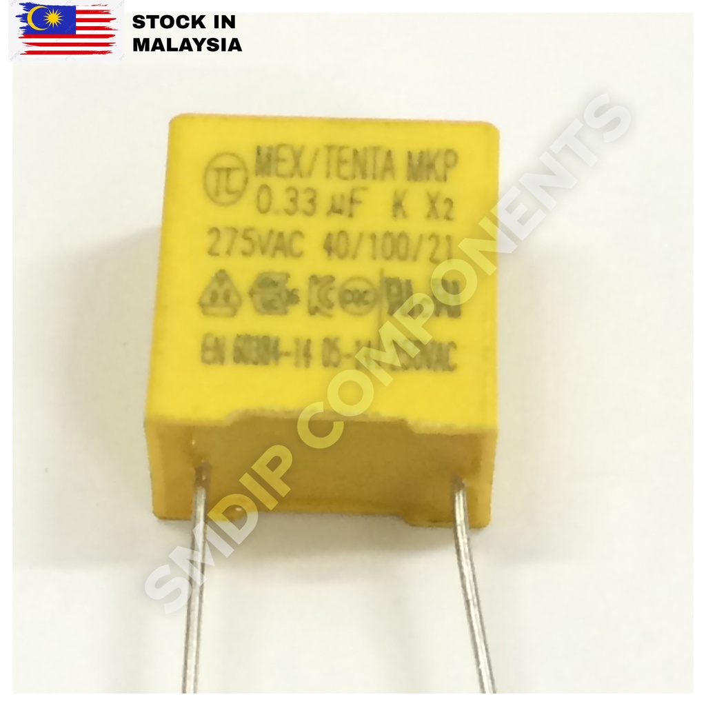 Tenta 0.33uF 275V, X2 AC Film Capacitor, 13 (H) x 8 (D) x 10mm (Lead ...