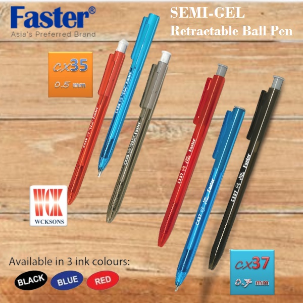 FASTER SEMI-GEL RETRACTABLE BALL PEN CX-35/CX-37 ( 0.5 / 0.7MM ...
