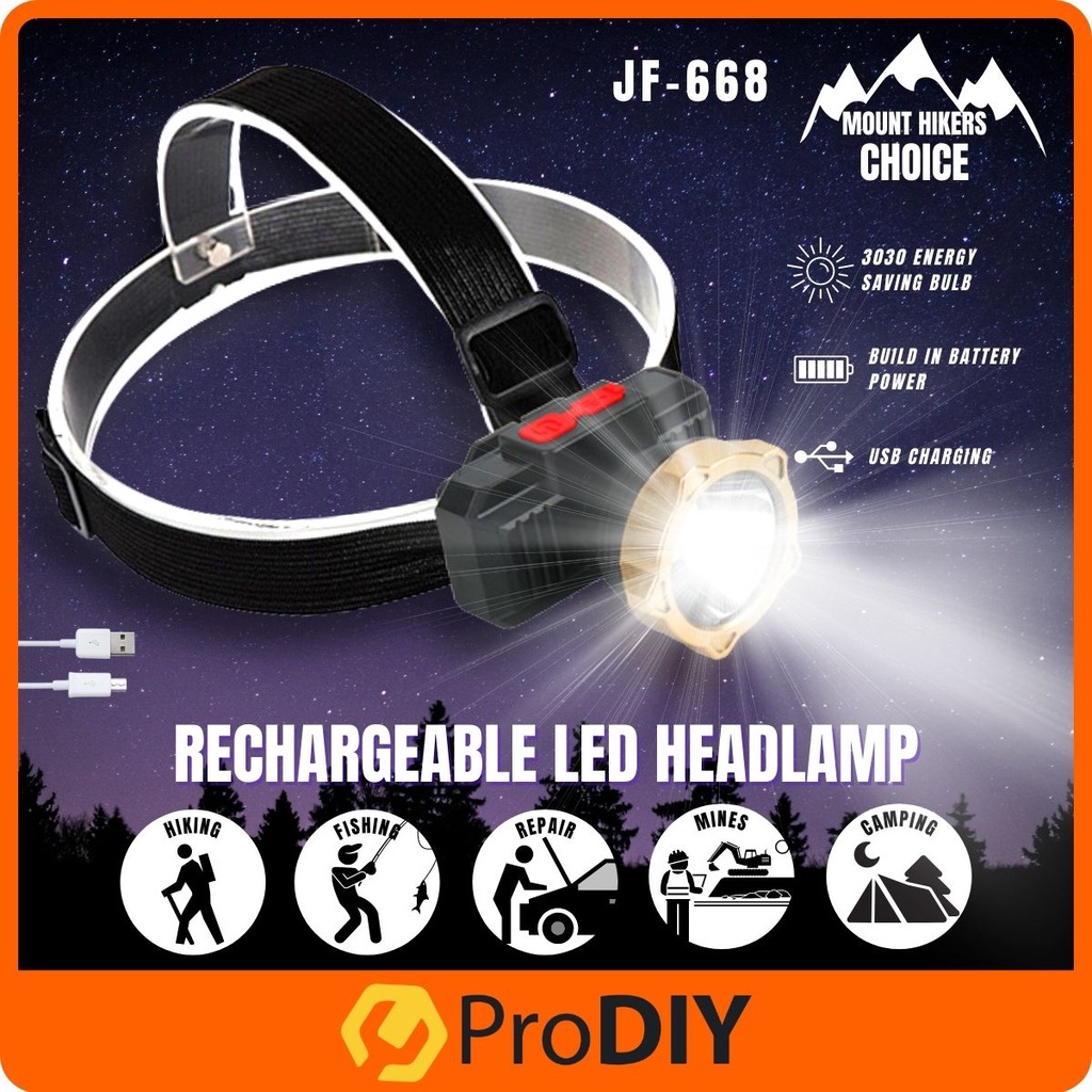 Brightest Rechargeable LED 3 Mode Headlamp Multifunction Hiking Fishing ...