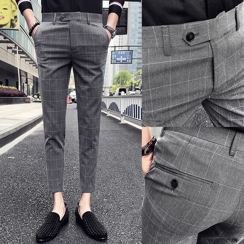 【SHIP IN 24HR】Checkered Pants Men's Plaid Formal Pant Trouser Straight ...