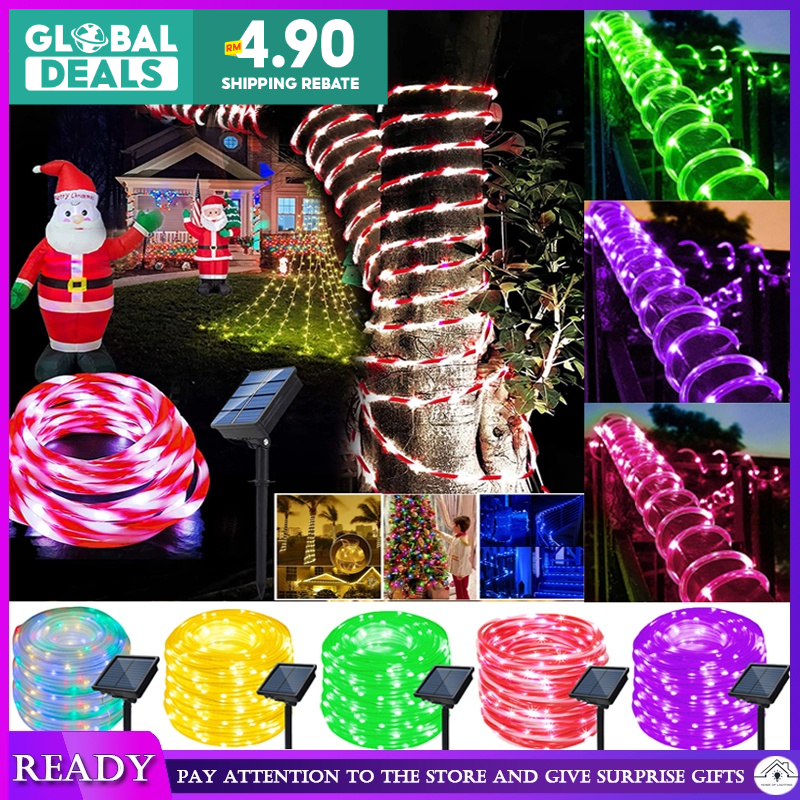 💡READY STOCK💡7m 12m 22m 32m Outdoor Garden Waterproof Solar Powered ...