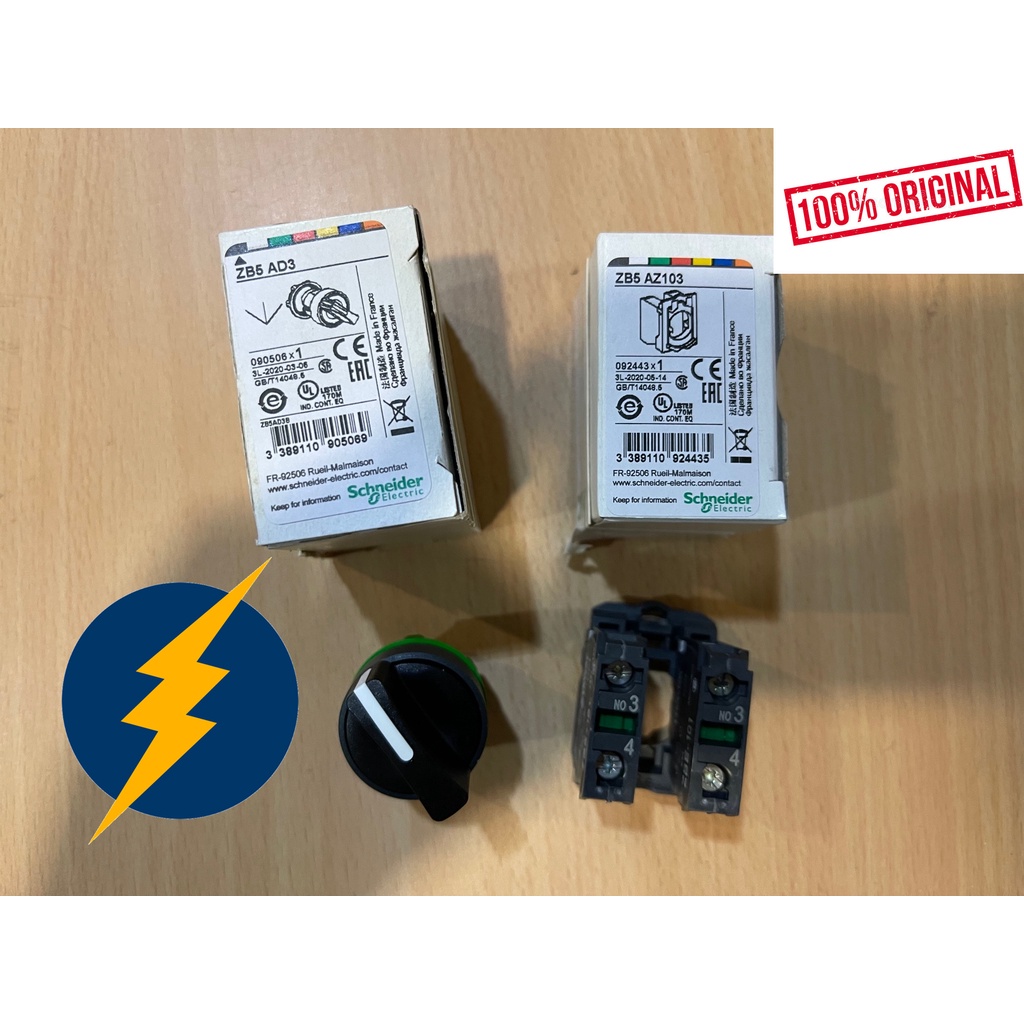 SCHNEIDER XB5AD33 ( ZB5AD3 + ZB5AZ103 ) Harmony XB5, Selector switch ...