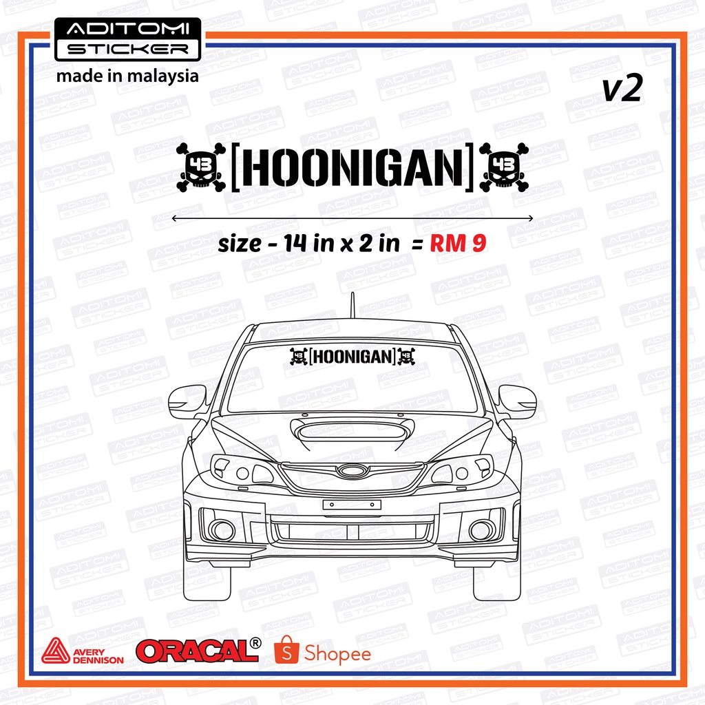 Hoonigan Skull v2 wording logo die cut sticker | Shopee Malaysia