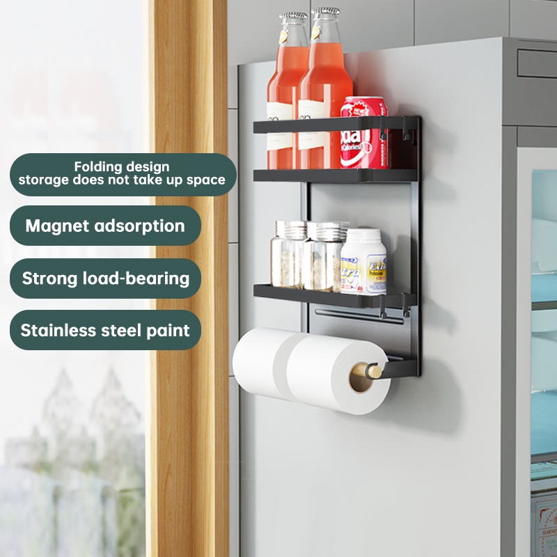KL STOCK】Magnetic Refrigerator Side Shelf Rack Fridge Organizer Side ...