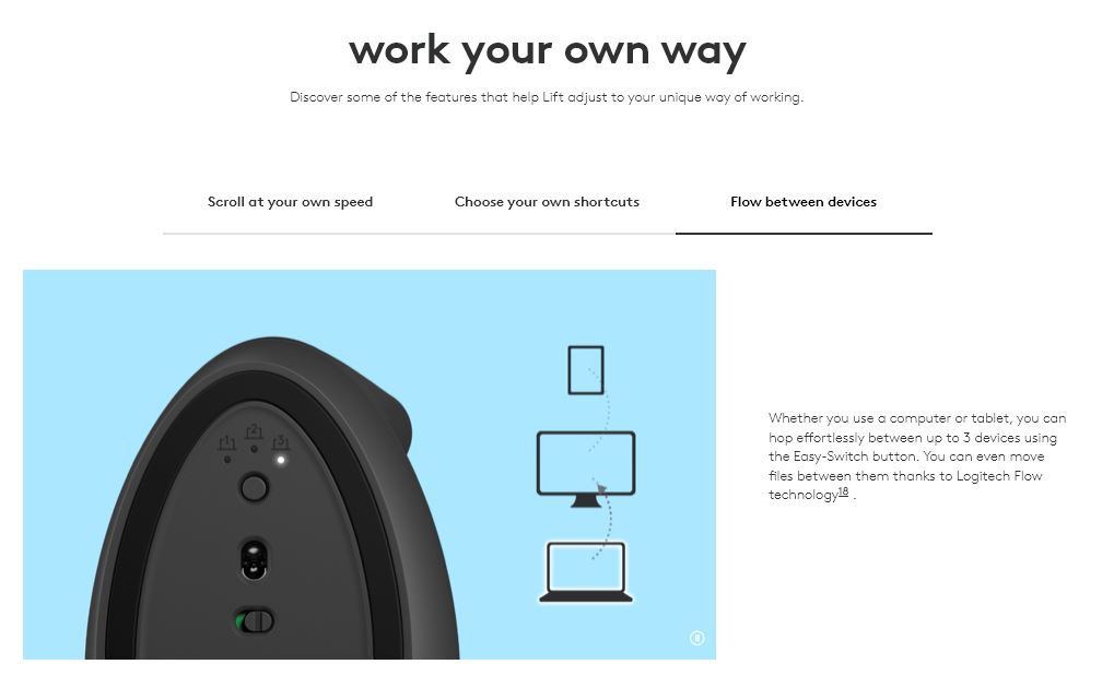 Logitech Lift Vertical Ergonomic Wireless Mouse ( Rose / Graphite ...