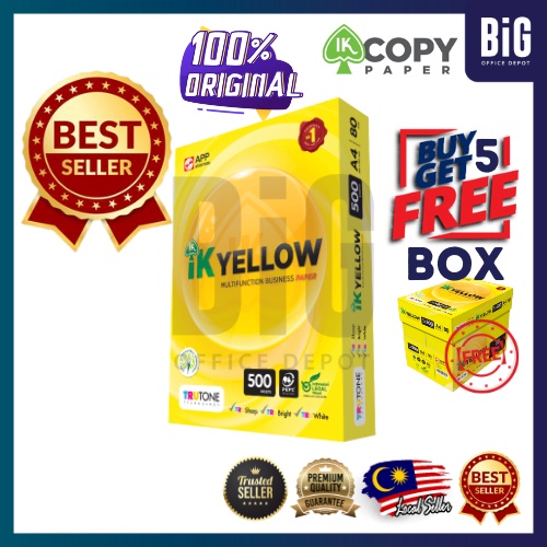 【READY STOCK | 500SHEETS】IK YELLOW COPPIER PAPER A4 A3 A5 70GSM | IK ...