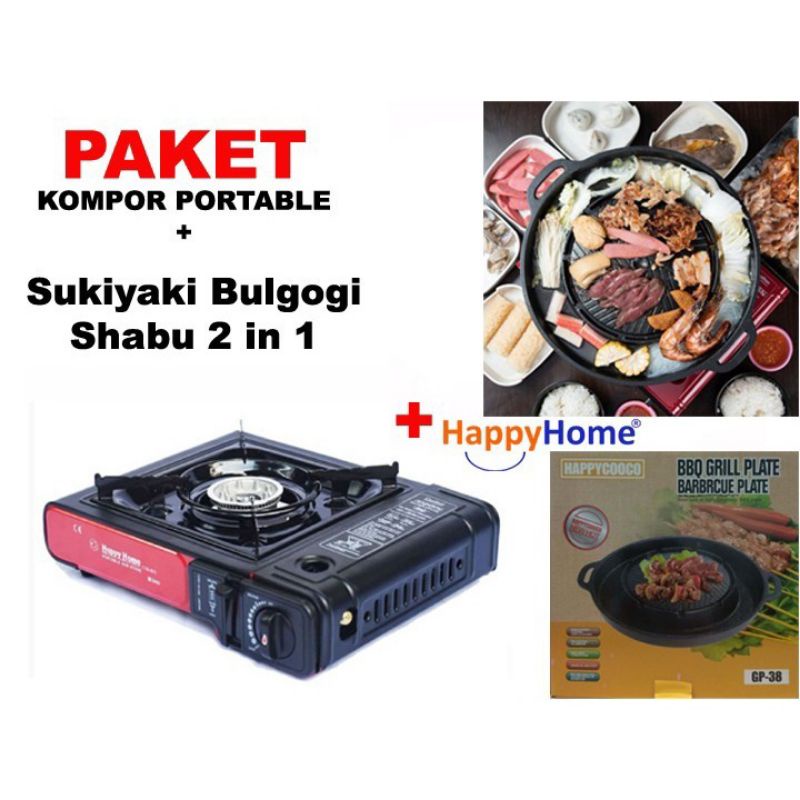 2 in 1 korean grill PACKAGE and portable stove / 2 in 1 mooda sukiyaki ...