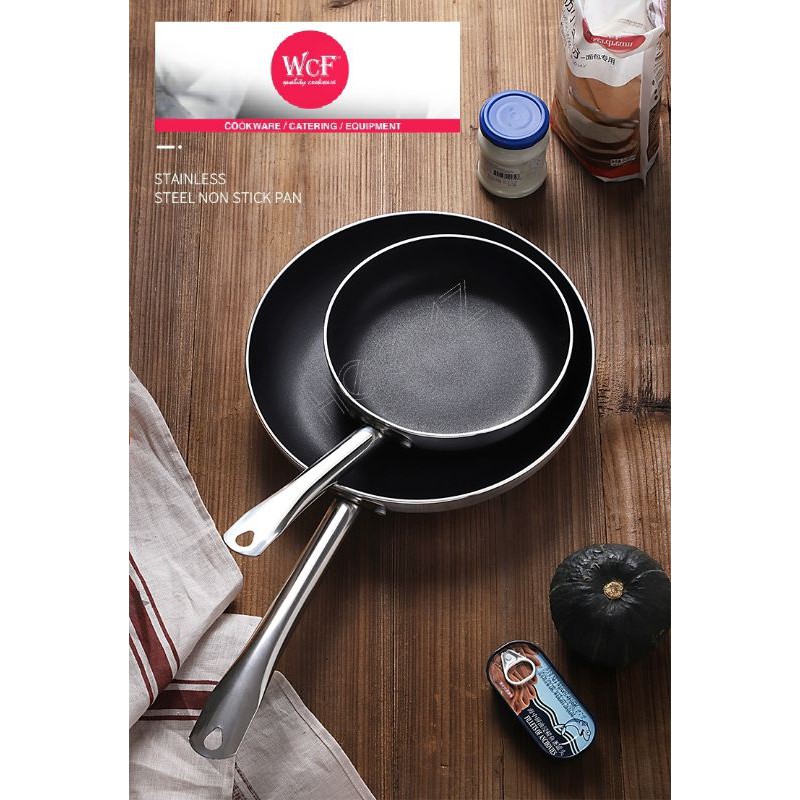 Sandwiched Bottom Stainless Steel Non Stick Frying Pan (WCF) | Shopee ...