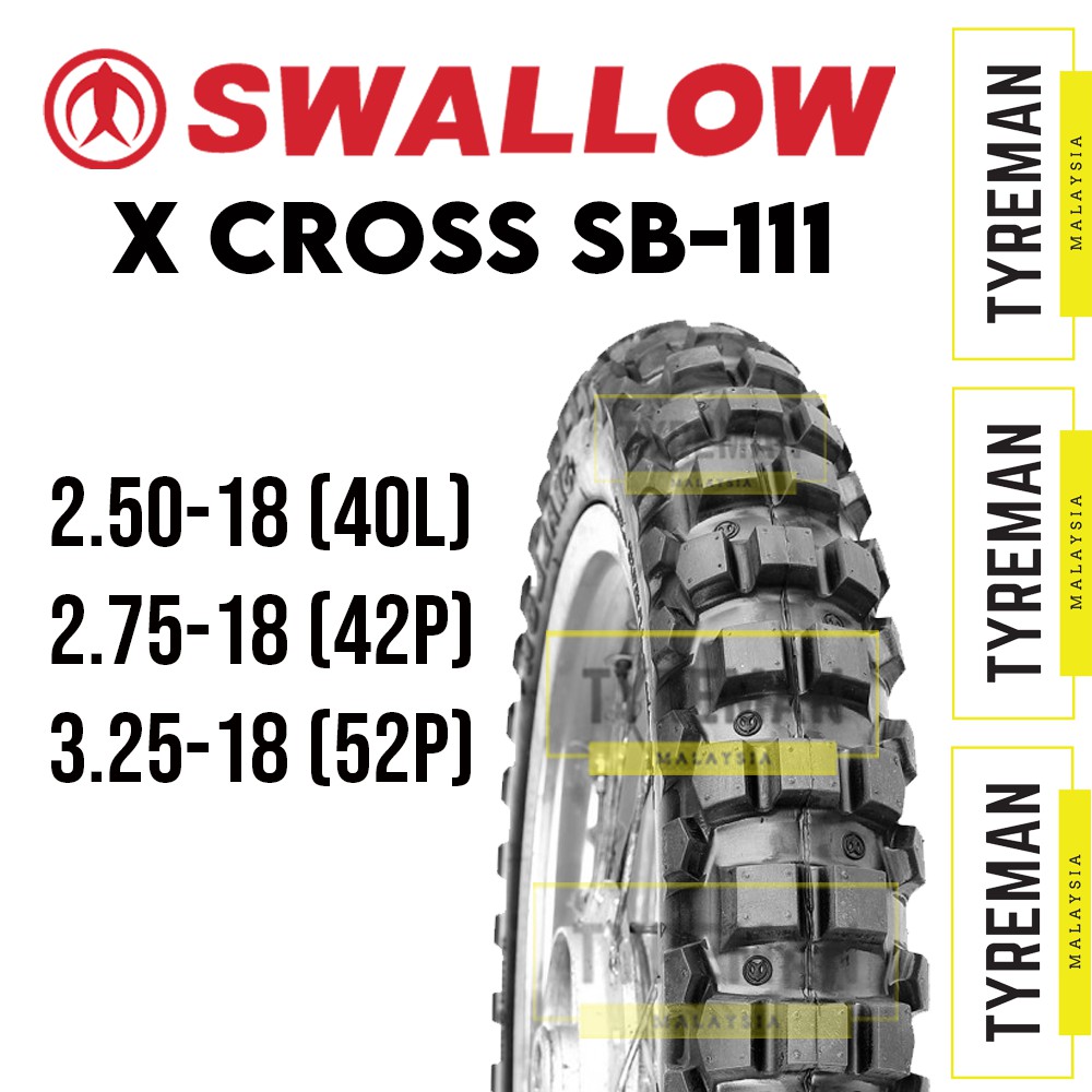 TAYAR MOTOSIKAL Swallow X-Cross SB-111 80/90-18 90/90-18 TT Tyre (KLX ...