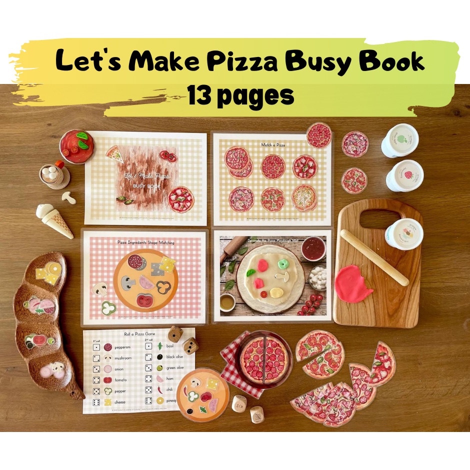 A309 - Printable Pizza Busy Book 13 pages [PDF] Toddler Playdough Mat ...