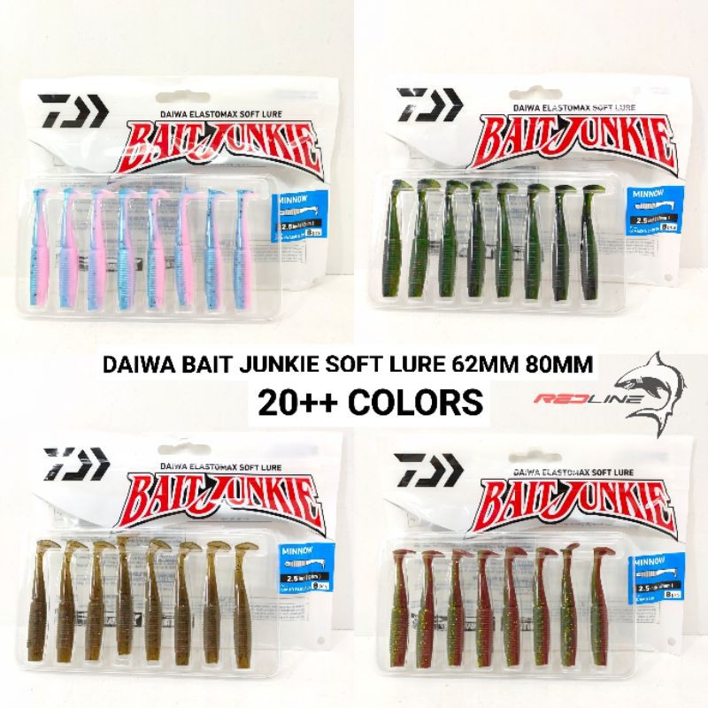 [PART 1] DAIWA ELASTOMAX SOFT LURE BAIT JUNKIE MINNOW SOFT PLASTIC 62MM ...