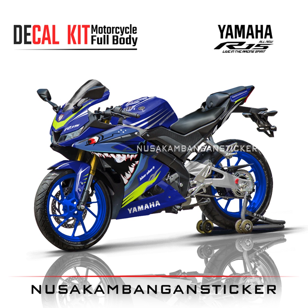 Yamaha R15 V3 VVA Motorcycle Decal Sticker Full Body Blue Shark 2 ...