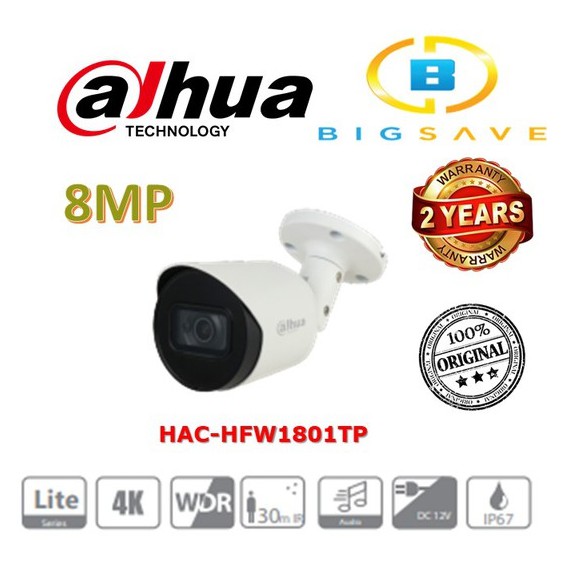 DAHUA 8MP ANALOG HAC-HFW1801T 4K HDCVI IR CCTV SECURITY BULLET CAMERA | Shopee Malaysia