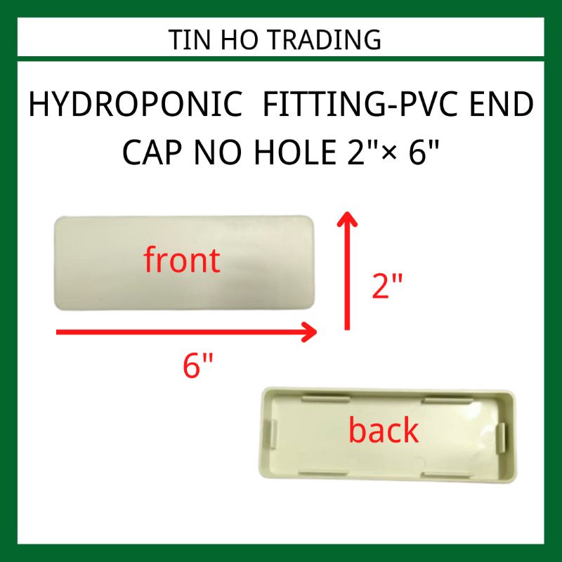 Hydroponic Trunking Fitting - Pvc End Cap No Hole 2" x 6" (5 pcs ...