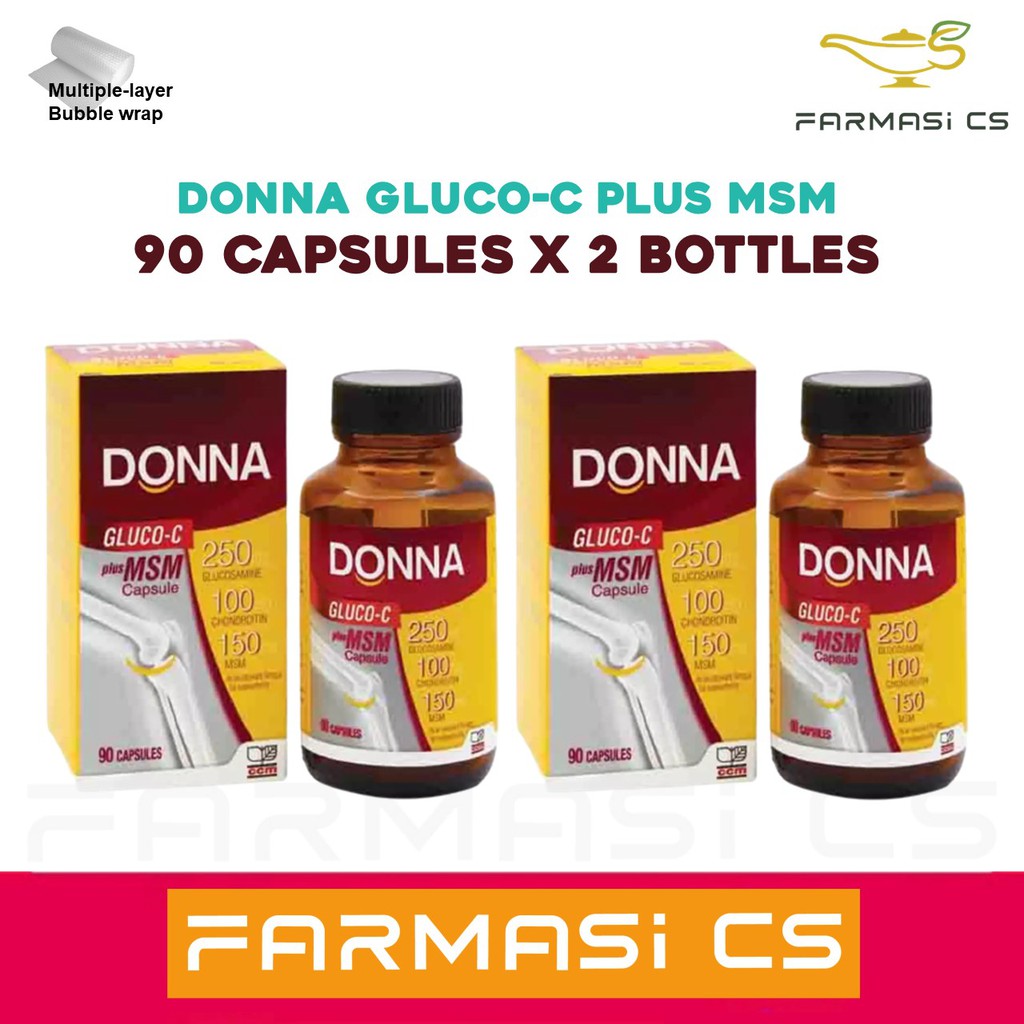 Donna Gluco-C plus MSM 90 capsules x 2 Bottles (Glucosamine 250mg ...